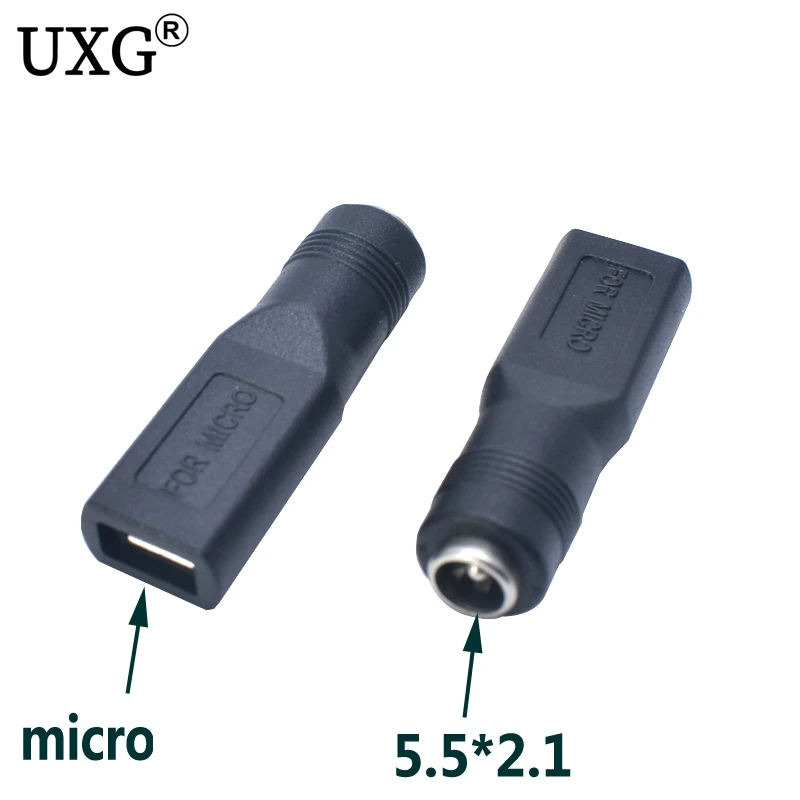 90 Degree Female DC 5.5*2.1mm to Micro USB Jack Converter 5Pin DC Power ...