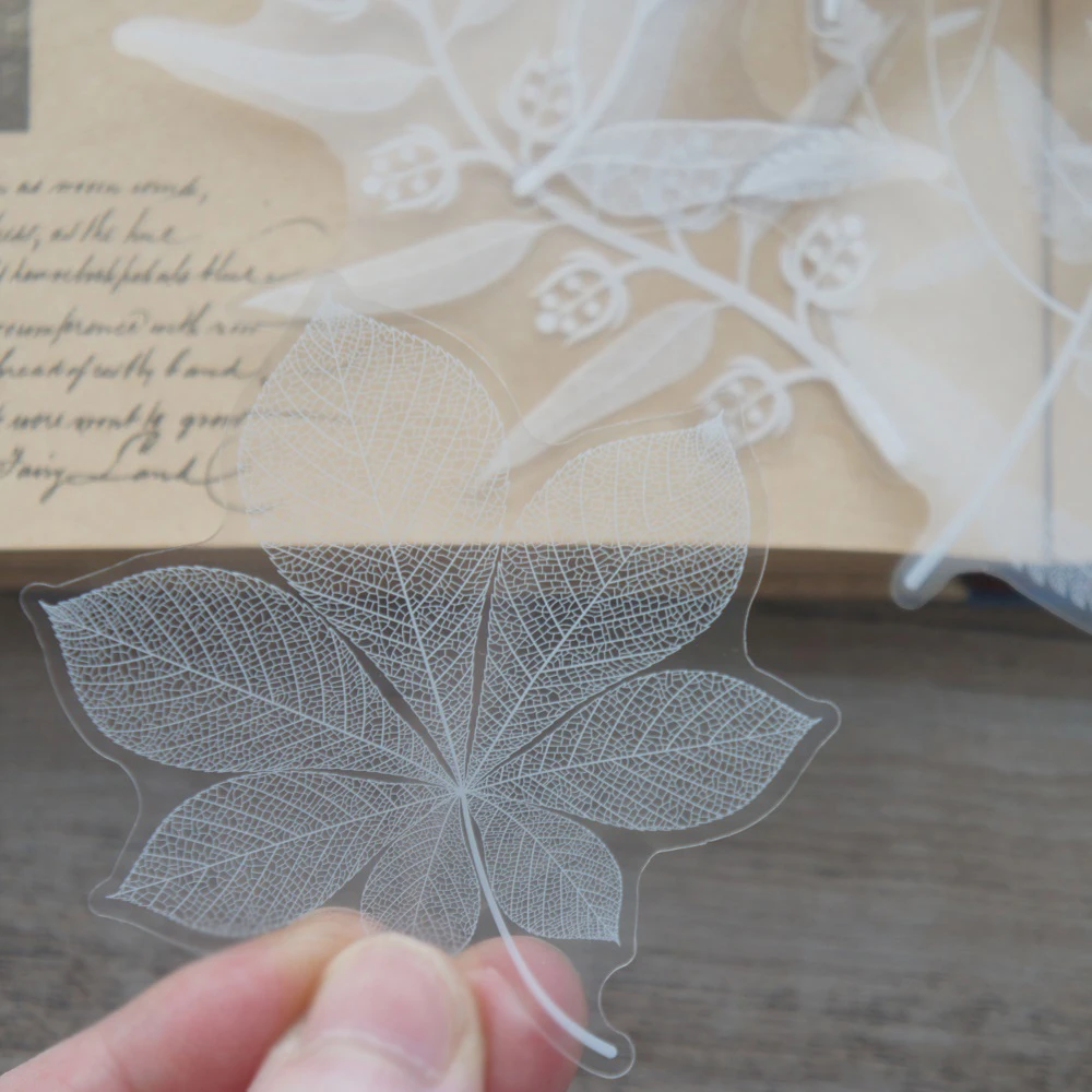 38pcs White Plant Leaves Style Transparent Sticker Scrapbooking DIY ...