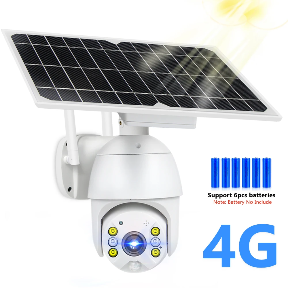 1080P SIM Card 4G Solar Camera 8W Solar Panel WIFI Outdoor PTZ Camera H ...