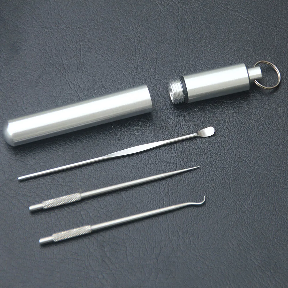 3-Pcs-Set-Titanium-Alloy-Toothpick-Ear-spoon-Hook-Toothpick-Holder ...