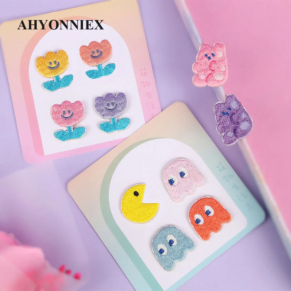 AHYONNIEX 1 Set Cartoon Flower Bear Candy Embroidery Patches for Bag ...