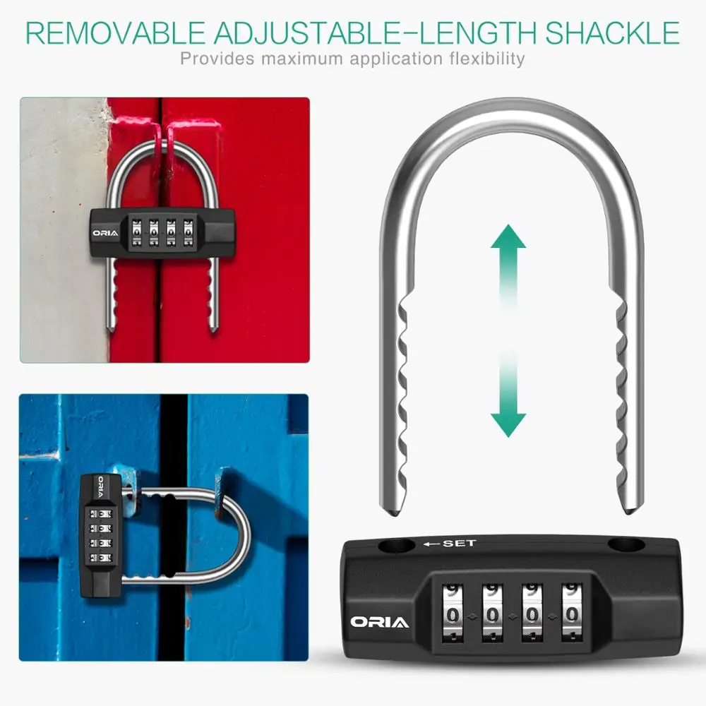 Multifunctional U-shape Security Padlock Combination 4 Digit Locker ...