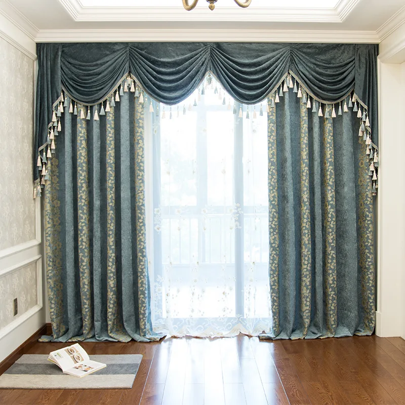European Style Curtains for Living Dining Room Bedroom Solid Color ...