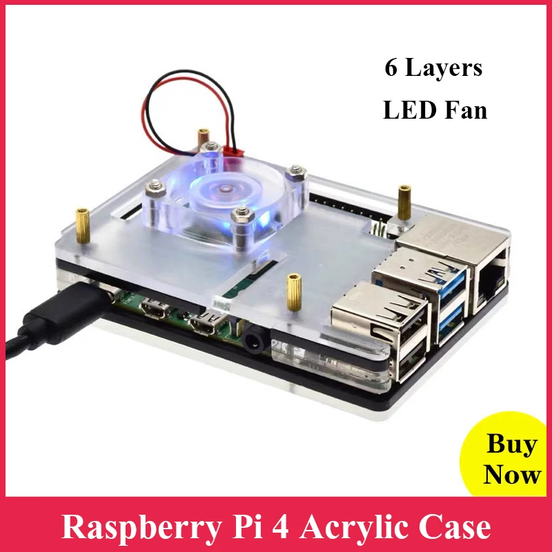 Buy Raspberry Pi 4 Acrylic Case 6 Layers Case Box Enclosure For