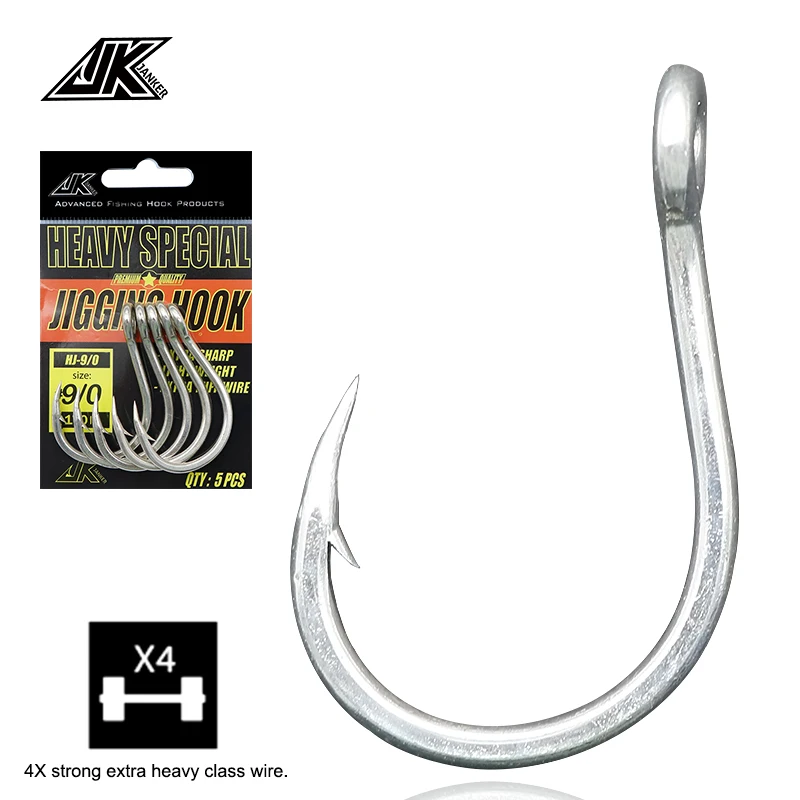HJ-4X-Jig-Hooks-1-0-9-0-Sea-Fishing-Hooks-Heavy-Jigging-Fishhook-High ...