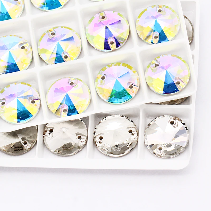 All-Sizes-Delicate-Crystal-Glass-Buttons-Round-Sew-on-Rhinestones-Flat ...