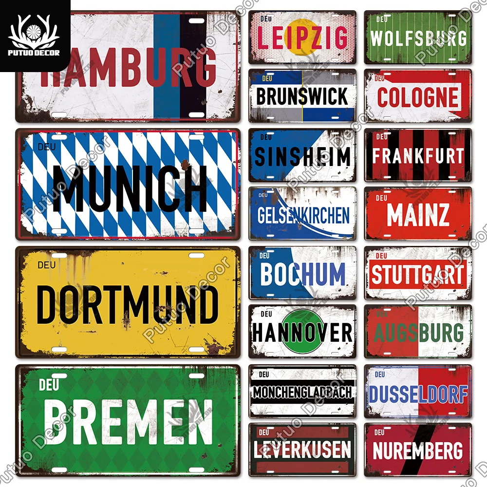 City Metal Plaque Vintage | Vintage Metal Sign German | Germany ...