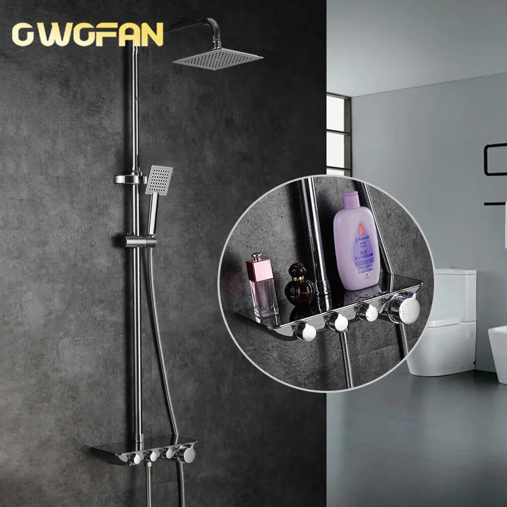 Modern Simple Bathroom Rainfall Thermostatic Shower Faucet Set Chrome ...