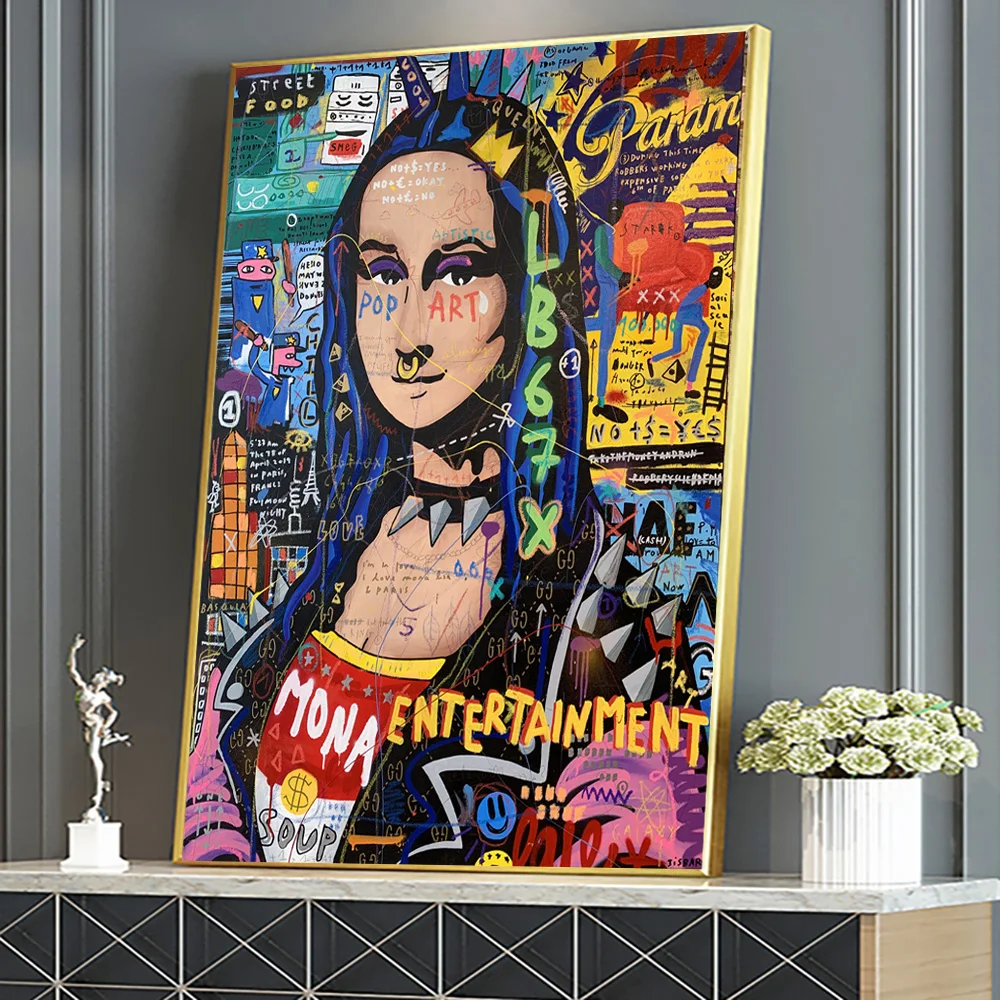 Abstract-Mona-Lisa-Graffiti-Canvas-Painting-on-The-Wall-Street-Art ...