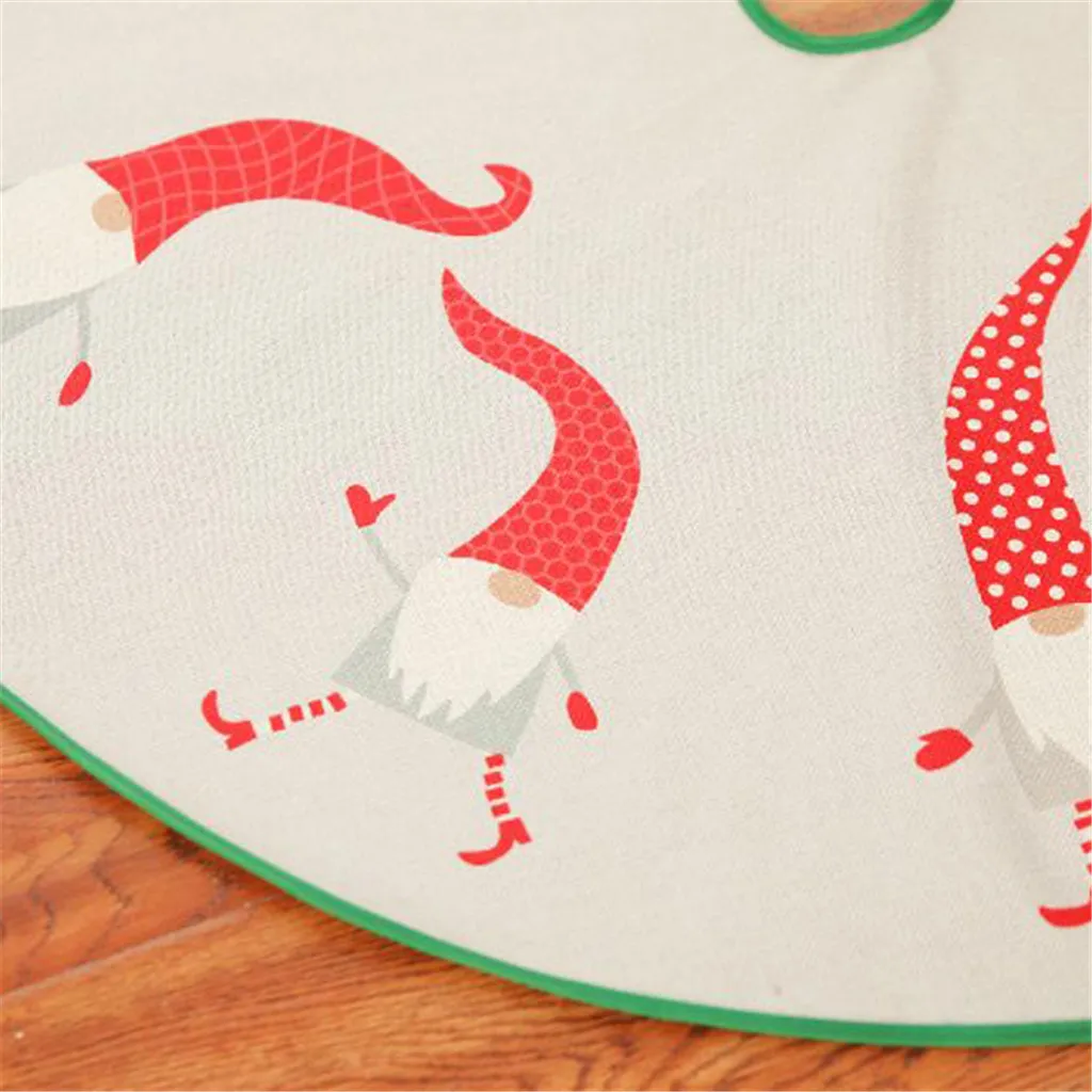 15#New Christmas Tree Skirt 100cm Fabric Elk Print Christmas Tree Foot ...