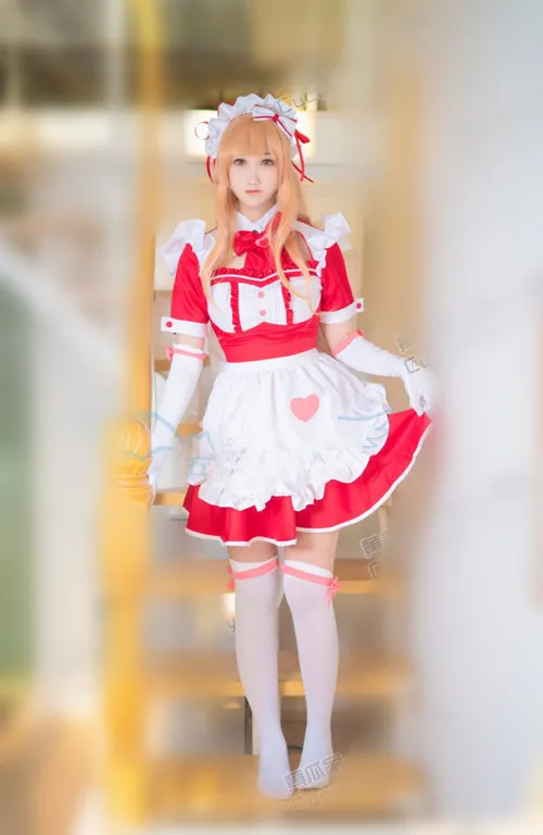 Sword Art Online Maid Asuna Yuuki Maid Dress Cosplay Costume Custom ...