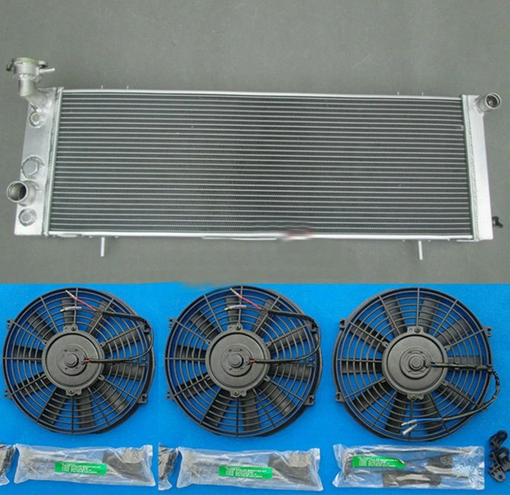 3 Row Aluminum Radiator & Fan*3 For JEEP Cherokee XJ 4.0 242 CID L6 ...