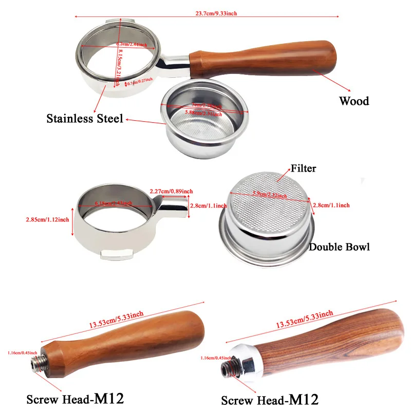 Coffee Bottomless Portafilter Group-head Coffee Machine Wooden Handle ...