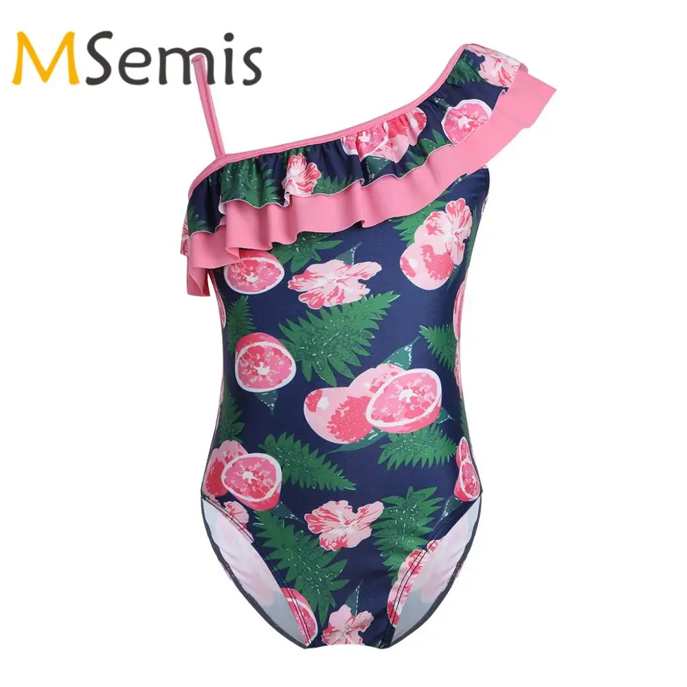Kids-Girls-Swimsuits-One-piece-Lemon-Printed-Ruffled-Children-s ...