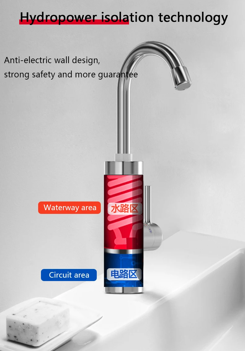 DMWD 3000W Instant Tankless Electric Water Heater Kitchen Faucet Instant Heating Tap Digital ...