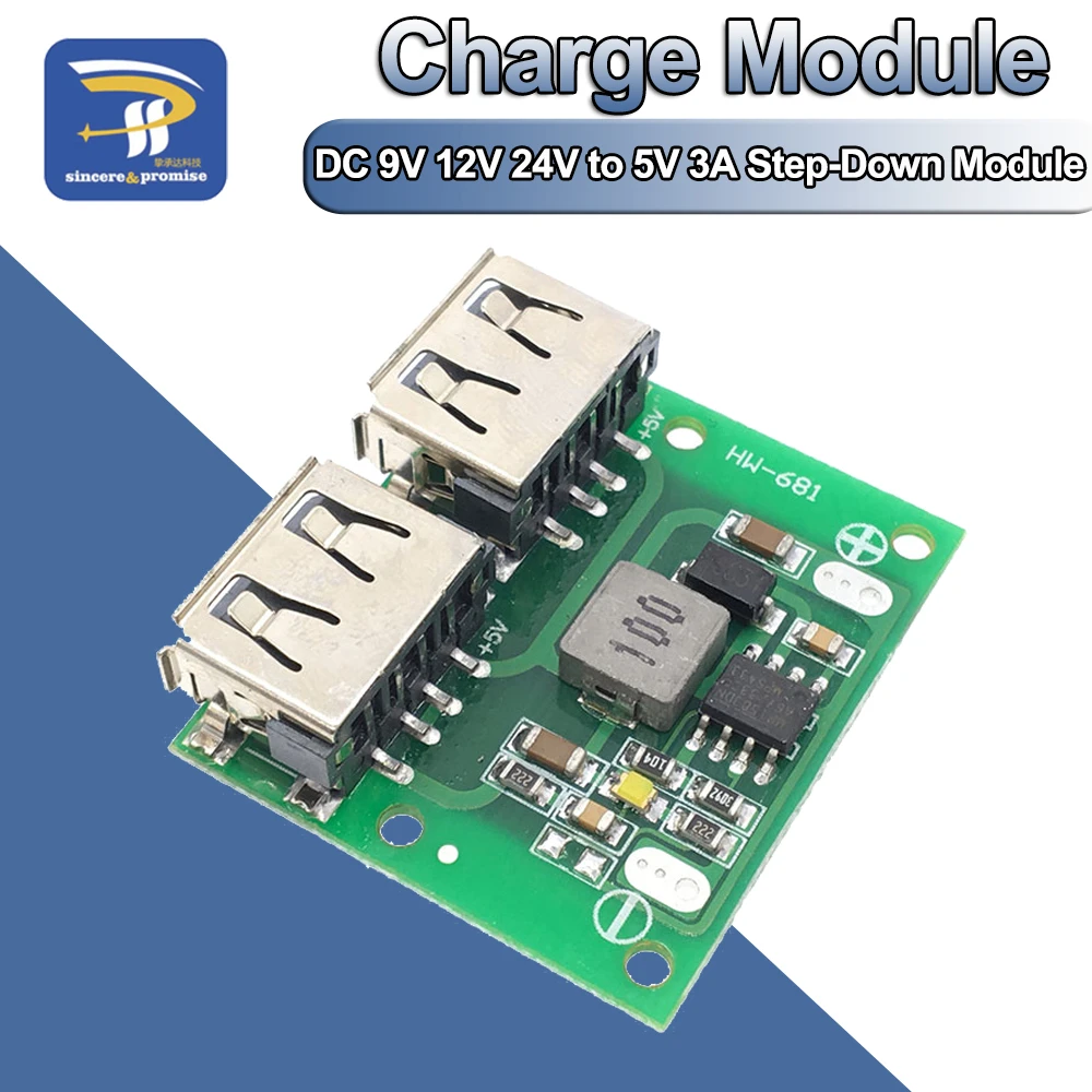 9V 12V 24V to 5V DC DC Step Down Charger Power Module Dual USB Output ...