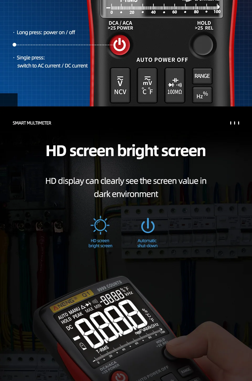 ANENG Q1 True RMS multímetro Digital multimetro digital profissional ...
