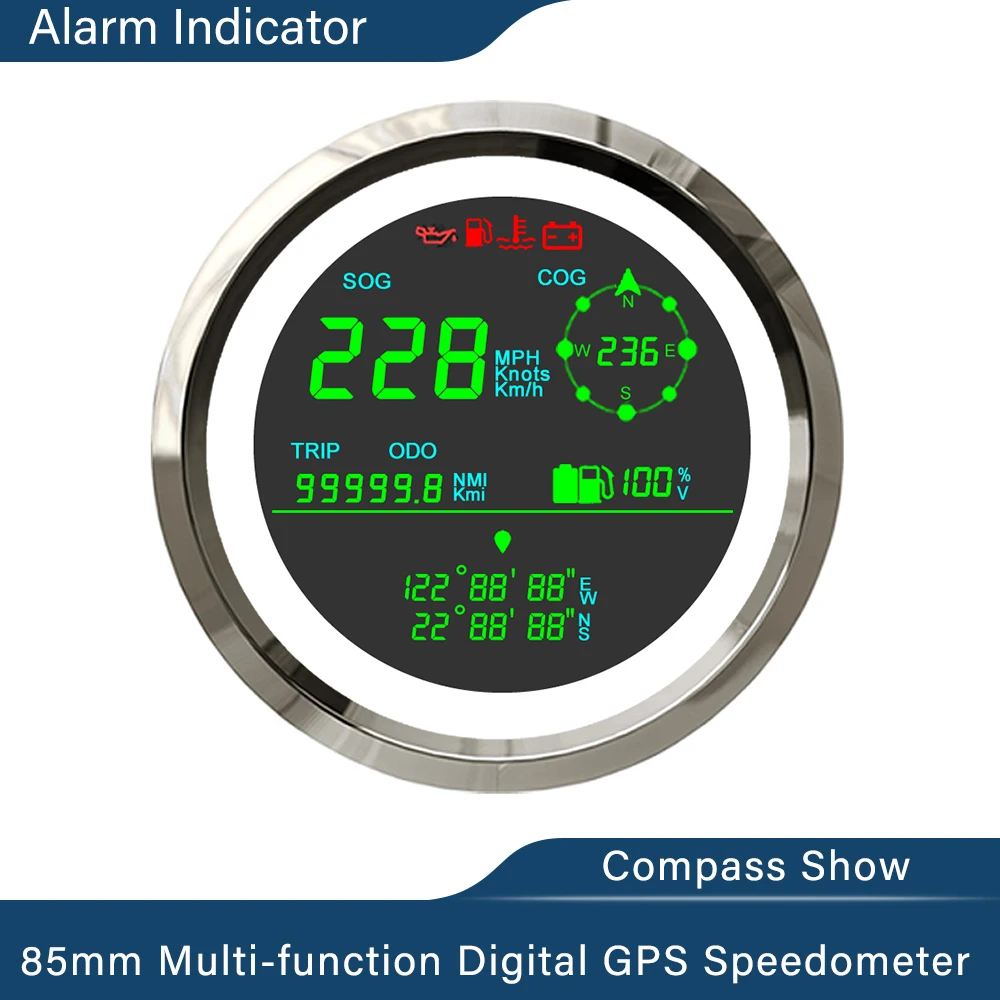 Boat Truck Motorbike 85mm Digital GPS Speedometer 0 299km/h MPH Knots ...