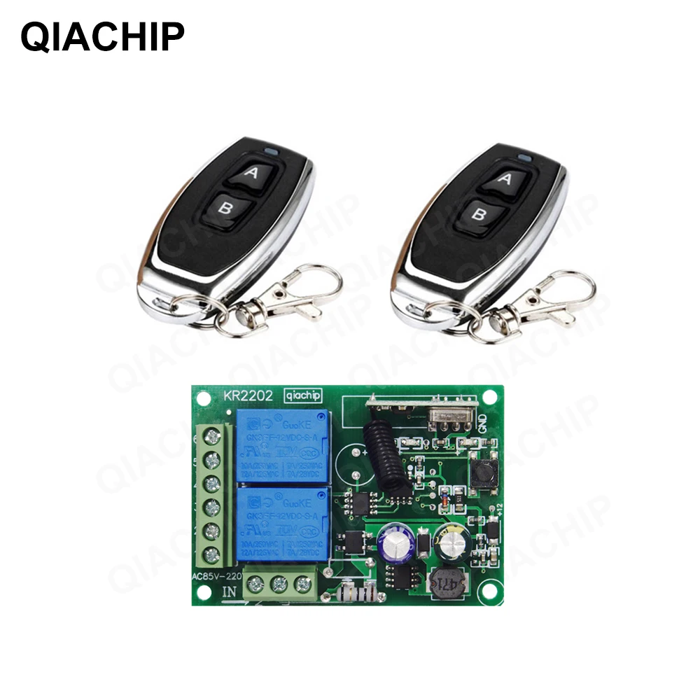 QIACHIP 433 MHz AC 110V 220V 2CH RF Remote Control Switch Controller ...