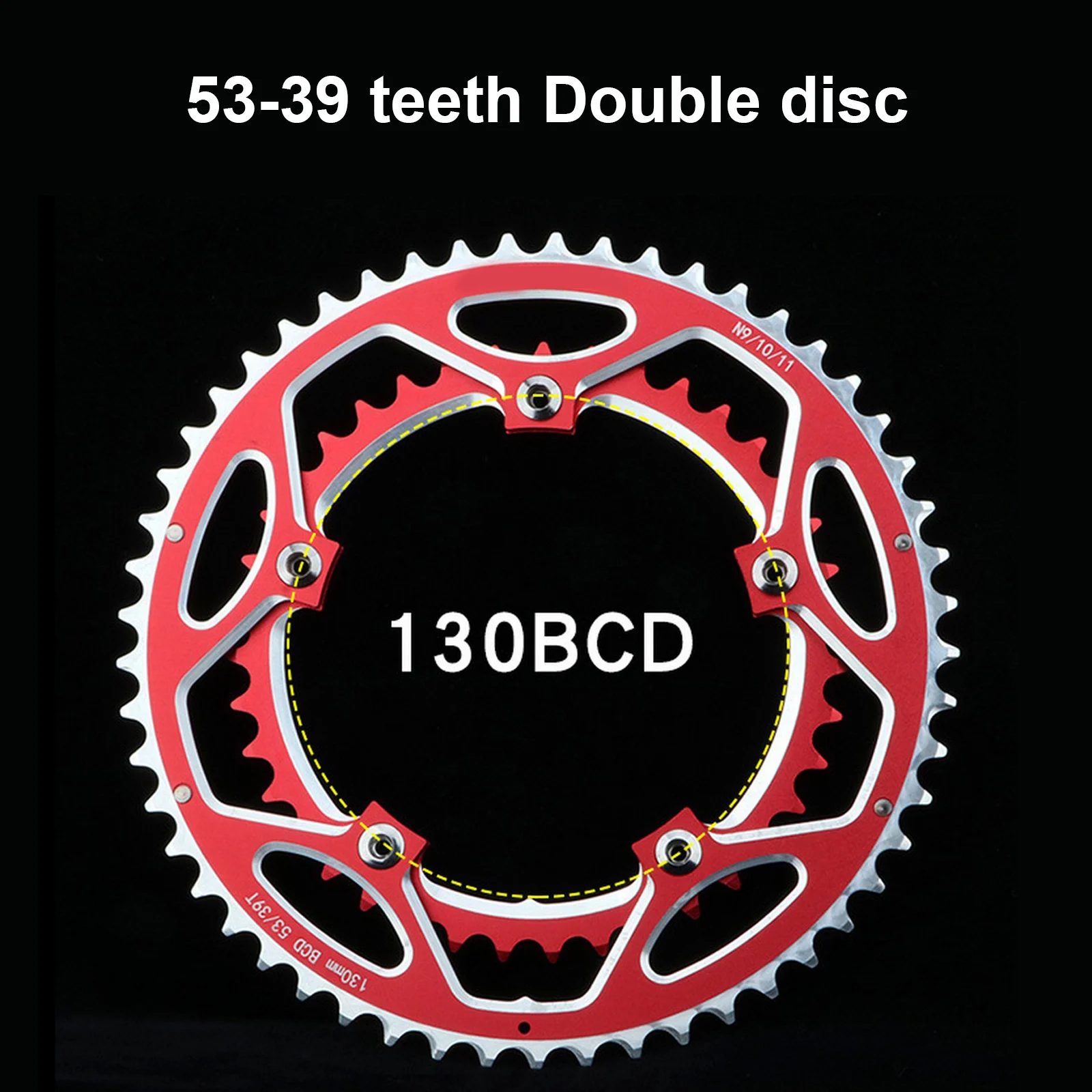 130BCD 53t 39t Bicycle Chainring Double Round Aluminum Alloy Dual Chain ...