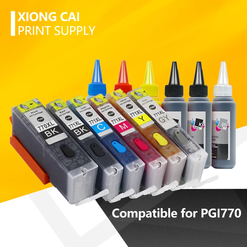 PGI770 CLI771 refillable full ink cartridges For canon MG5770 MG6870 ...