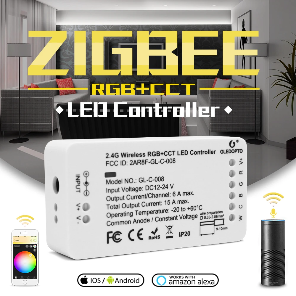 GLEDOPTO ZIGBEE Controller ZLL Link Light RGB+CCT LED Strip Controller ...