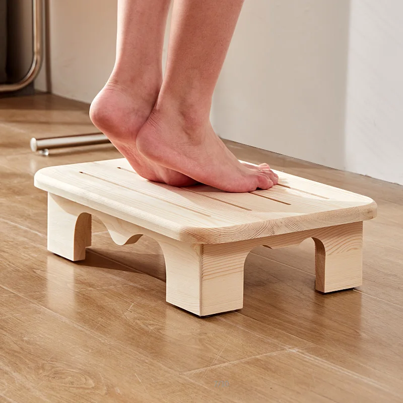Wood-Stool-Low-Footstool-Living-Room-Office-Footrest-Non-slip-Children ...