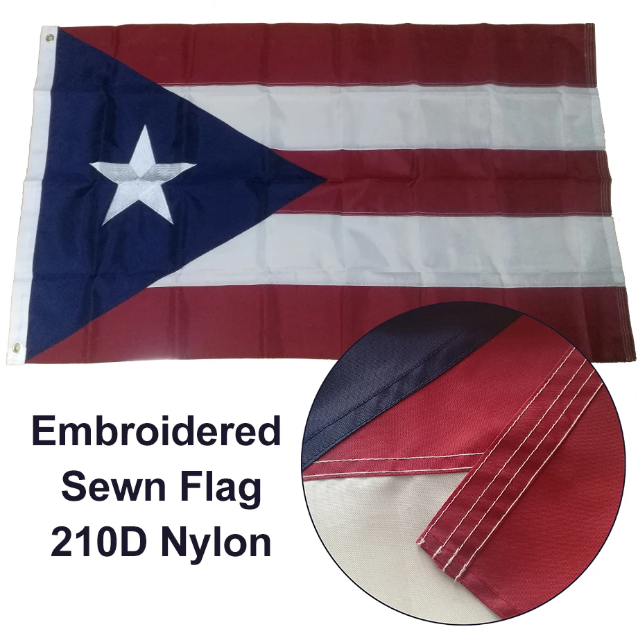 Embroidered Sewn Puerto Rico Flag Banner Puerto Rican Flag Embroidery ...