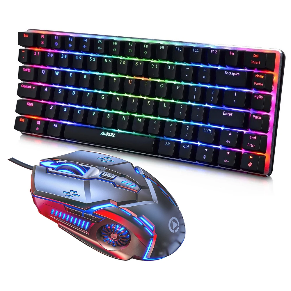 2 In 1 Combo Ajazz AK33 82 Keys Gaming Mechanical Keyboard Blue Switch ...