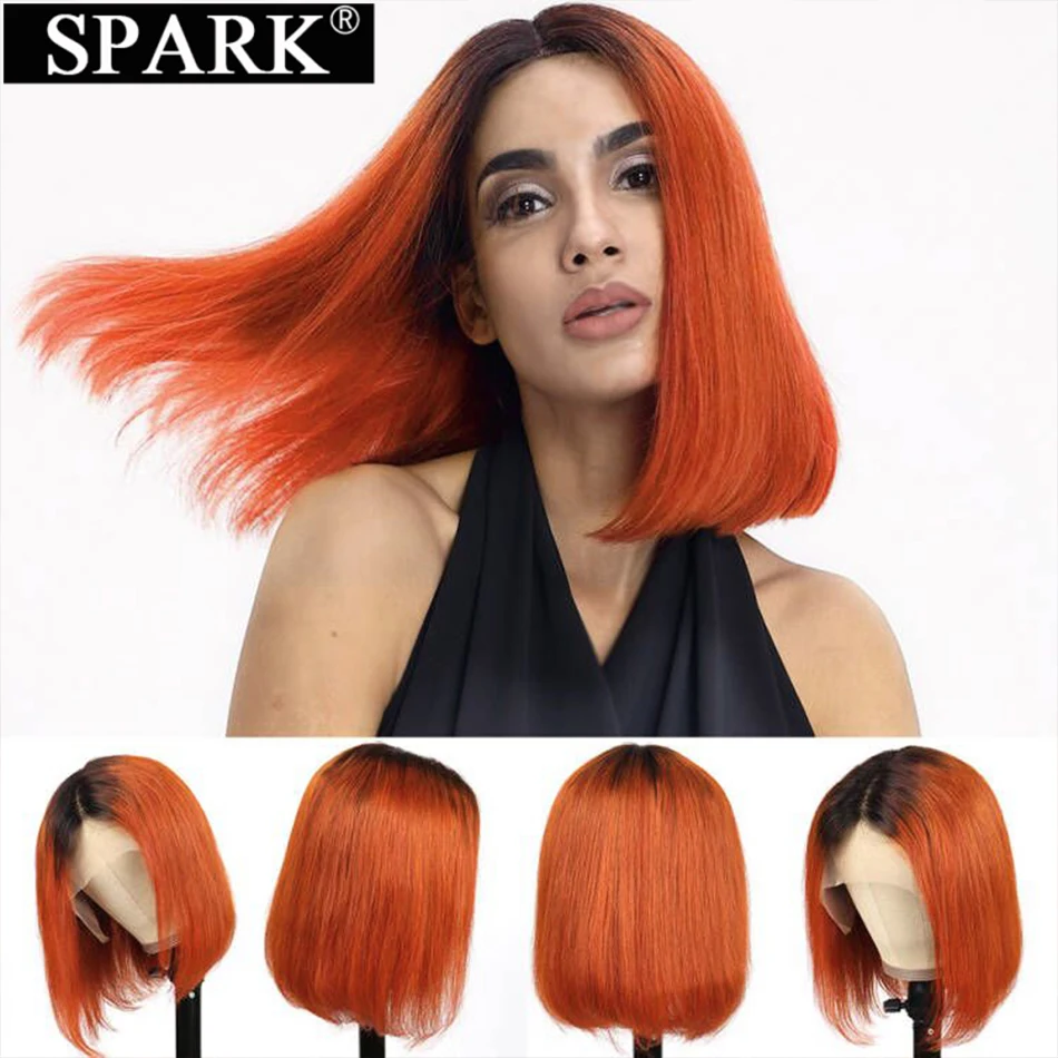 Short Bob Wig Ombre Ginger Lace Wigs For Women Brazilian Human Hair Pre ...
