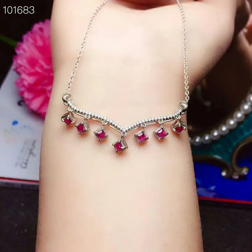 MeiBaPJ collar con colgante de piedras preciosas de rubí con sangre de ...