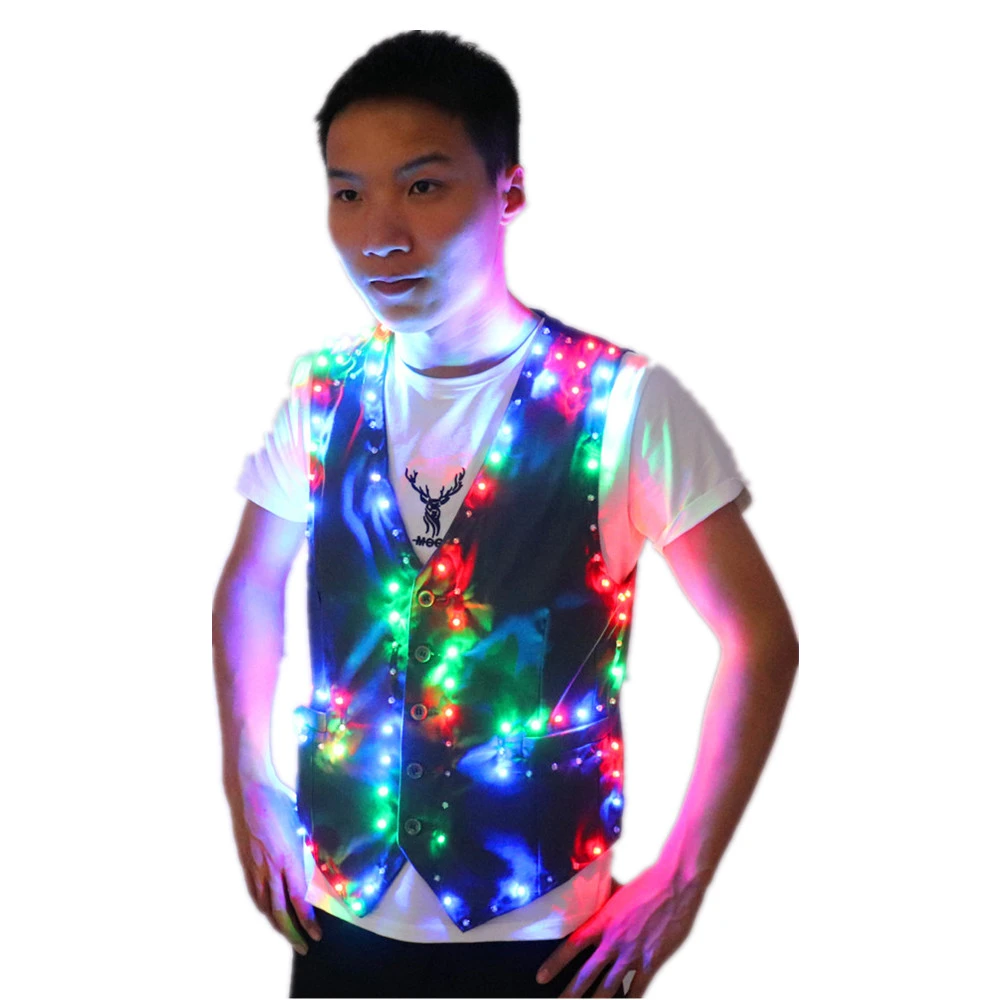 Colorful Led Luminous Vest Ballroom Costume Jacket DJ Singer Dancer ...