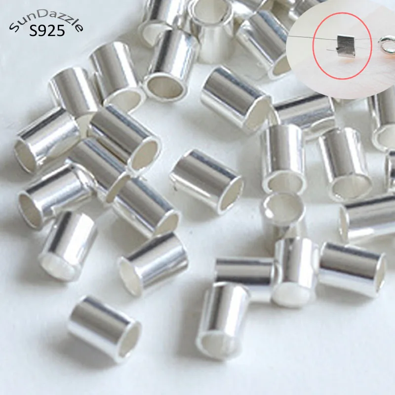Genuine Real Pure Solid 925 sterling Silver Crimp End Beads Silver ...