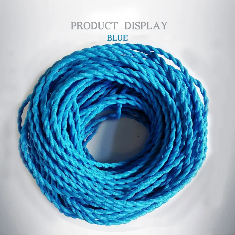 Câble-fil,Fil électrique Vintage torsadé à 2 fils, câble en tissu tissé ...