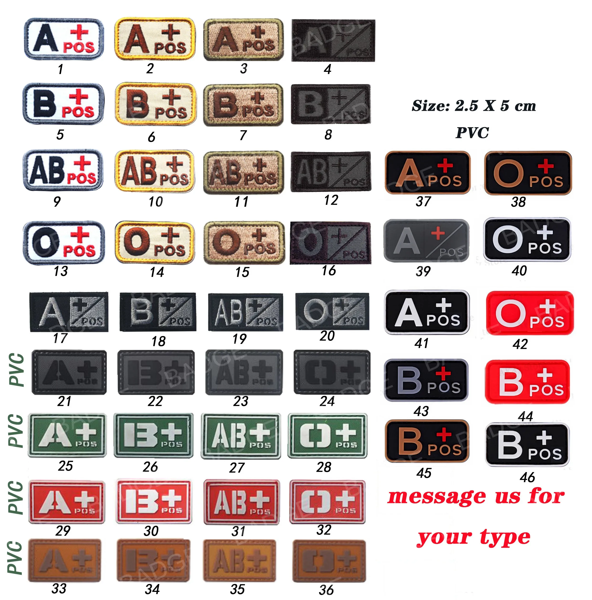 Blood Type patch Embroidered Military patches Tactical stripes A+ O+ B+ AB+ Positive Badges with ...