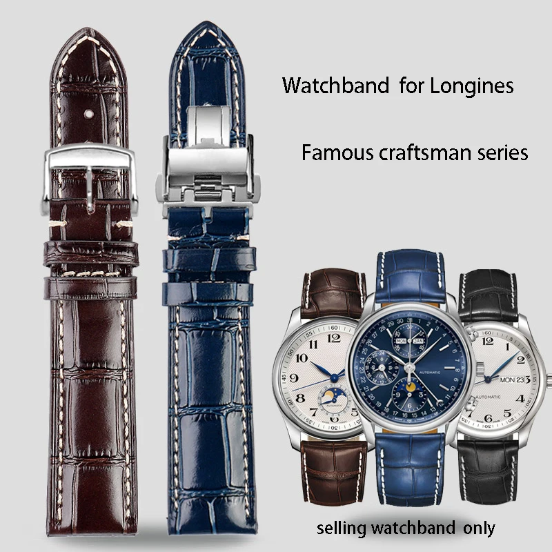 Alligator-leather-watchband-for-Longines-famous-craftsman-L2-collection-moon-phase-kangkas-belt ...