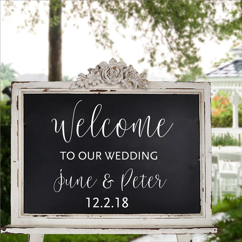 Personalised Wedding Welcome Sticker Sign Bride and Groom Names Wedding ...