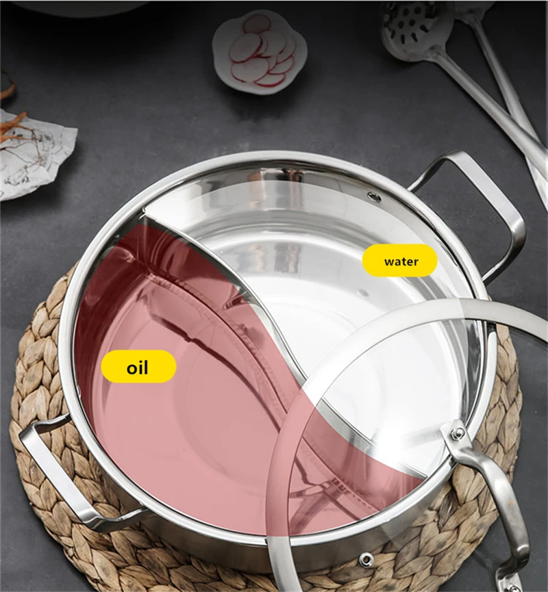 หนา 304 สแตนเลส 2 รสชาติhotpotร้อนพิเศษหม้อสำหรับเหนี่ยวนำหม้อหุงสำหรับทำอาหารซุปเกี๊ยว ...