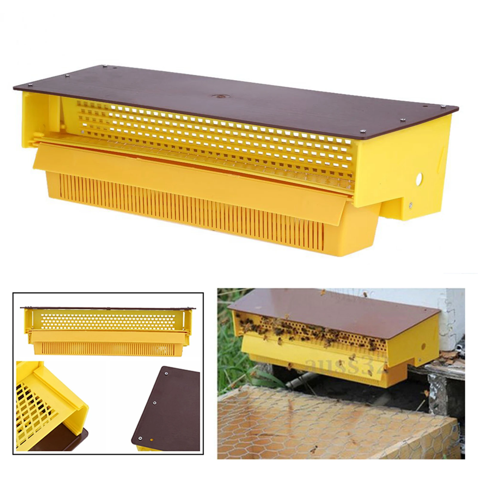 Beekeeping Plastic Pollen Trap Yellow W/Removable Ventilated Pollen ...
