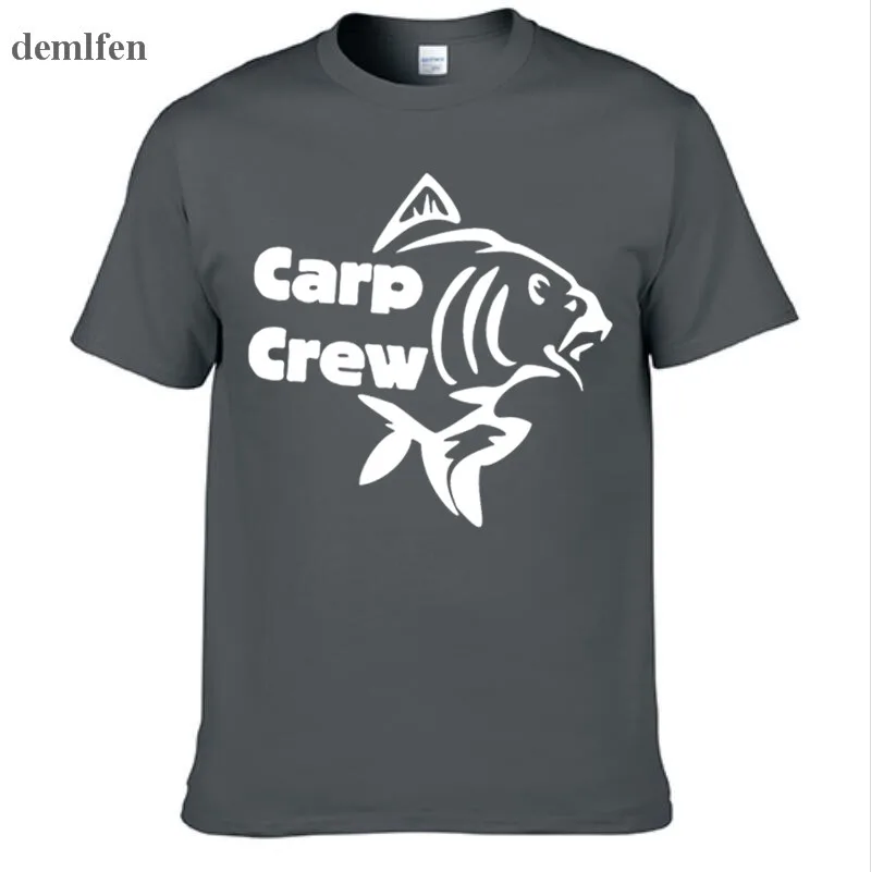 Print Carp Crew Fish T-shirt Summer Short Sleeve Cotton O-neck Men T ...