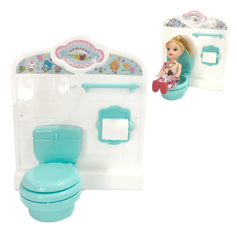 1 Set Kelly Mini Furniture Bathroom Green And White Toilet Wc Doll ...