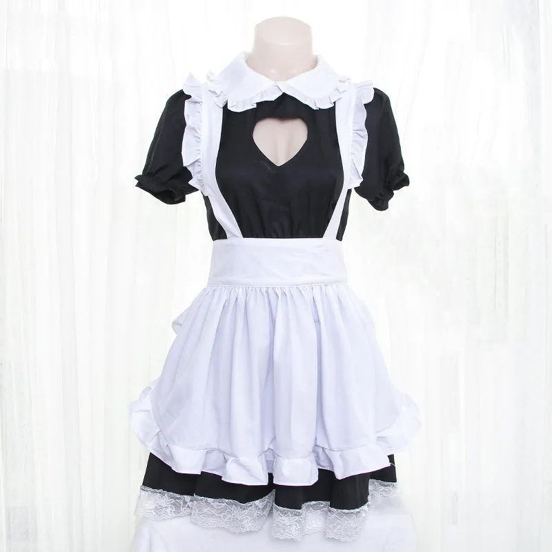 Bust Open Maid Costume Sexy Cosplay Kitty Outfit Cotton Apron Lace ...