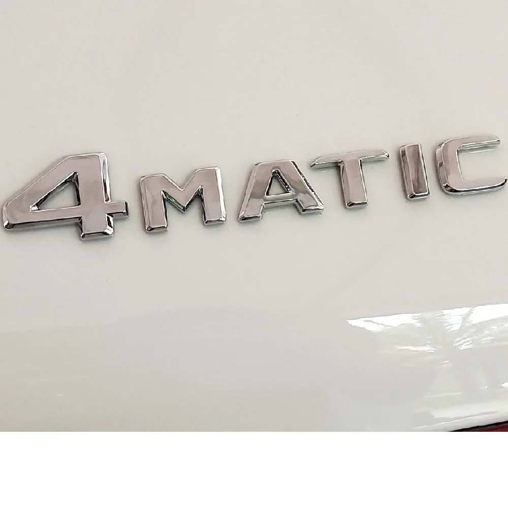 For Mercedes Benz AMG Flat Letters Chrome Black 4MATIC Trunk Emblems ...