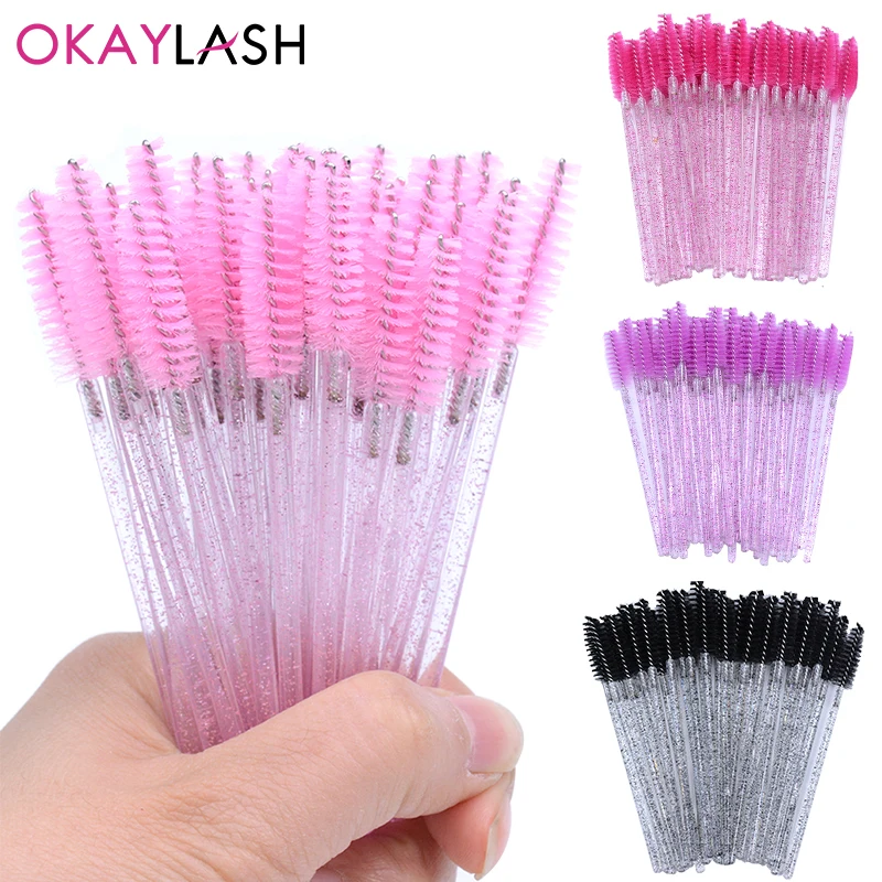 OKAYLASH-50Pcs-Disposable-Micro-Glitter-Eyelash-Mascara-Wands-Mini ...