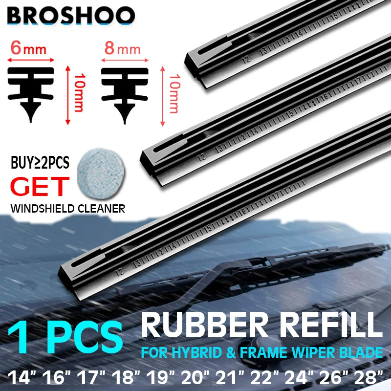 Broshoo 1pcs 8mm/6mm Car Windscreen Wiper Blade Insert Rubber Strip ...