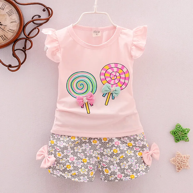 Two Pieces Cotton Girls Clothing Sets Summer Vest Sleeveless Children ...