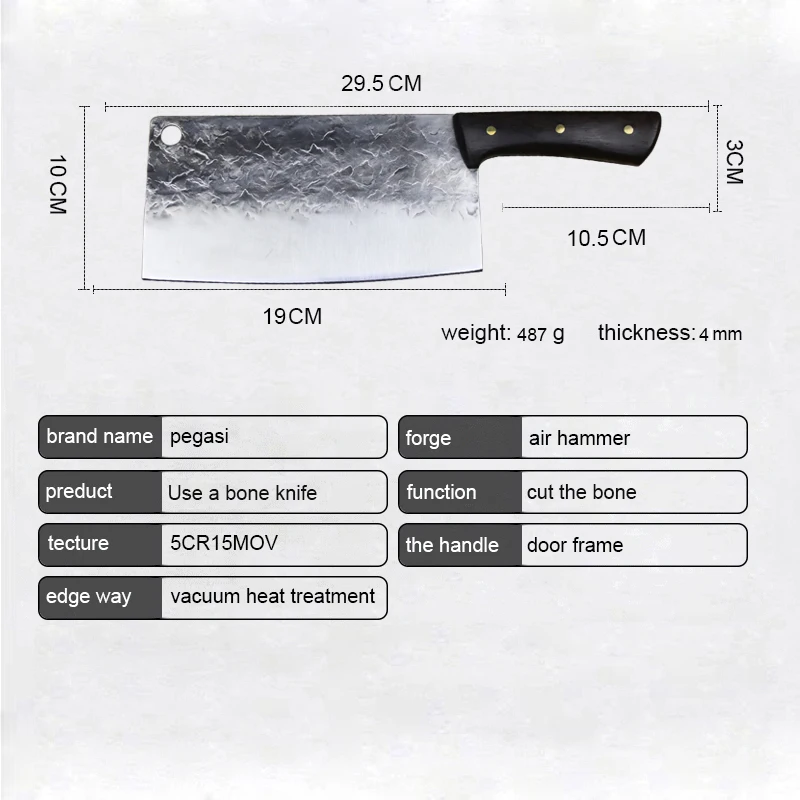 PEGASI Hand forging chopper household kitchen knife set meat knife bone ...