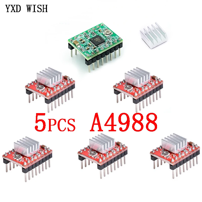 5pcs A4988 StepStick Stepper Driver + Heat sink For Reprap 3D Printer ...