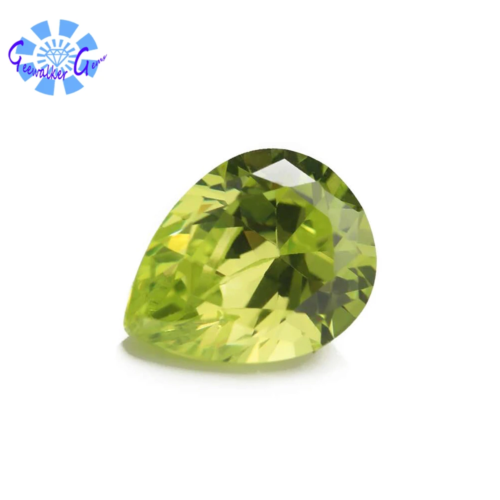 High quality gemstones, AAA,Apple green color Pear shape Cubic Zirconia ...