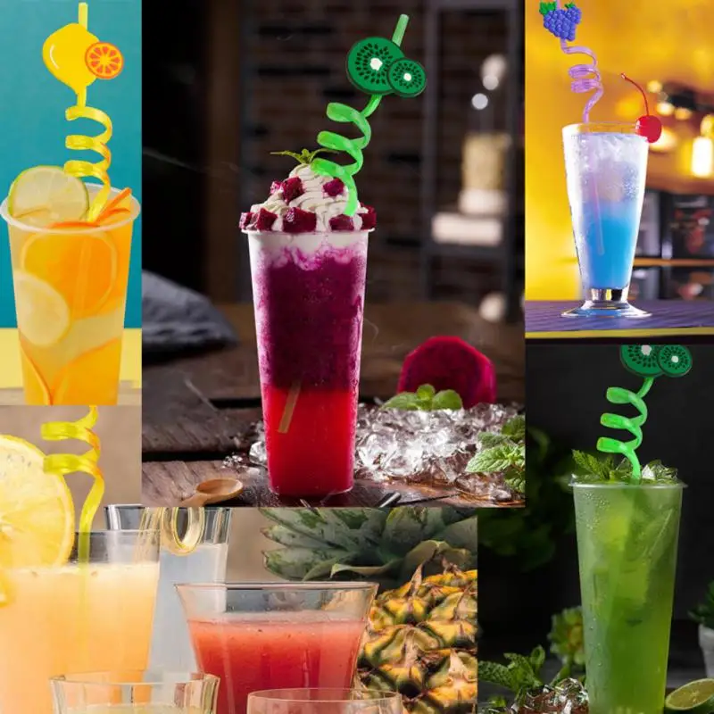 5/10 Pcs Creative Cute Fruit Straws For Ice Drinking Ice Cream Drinking ...